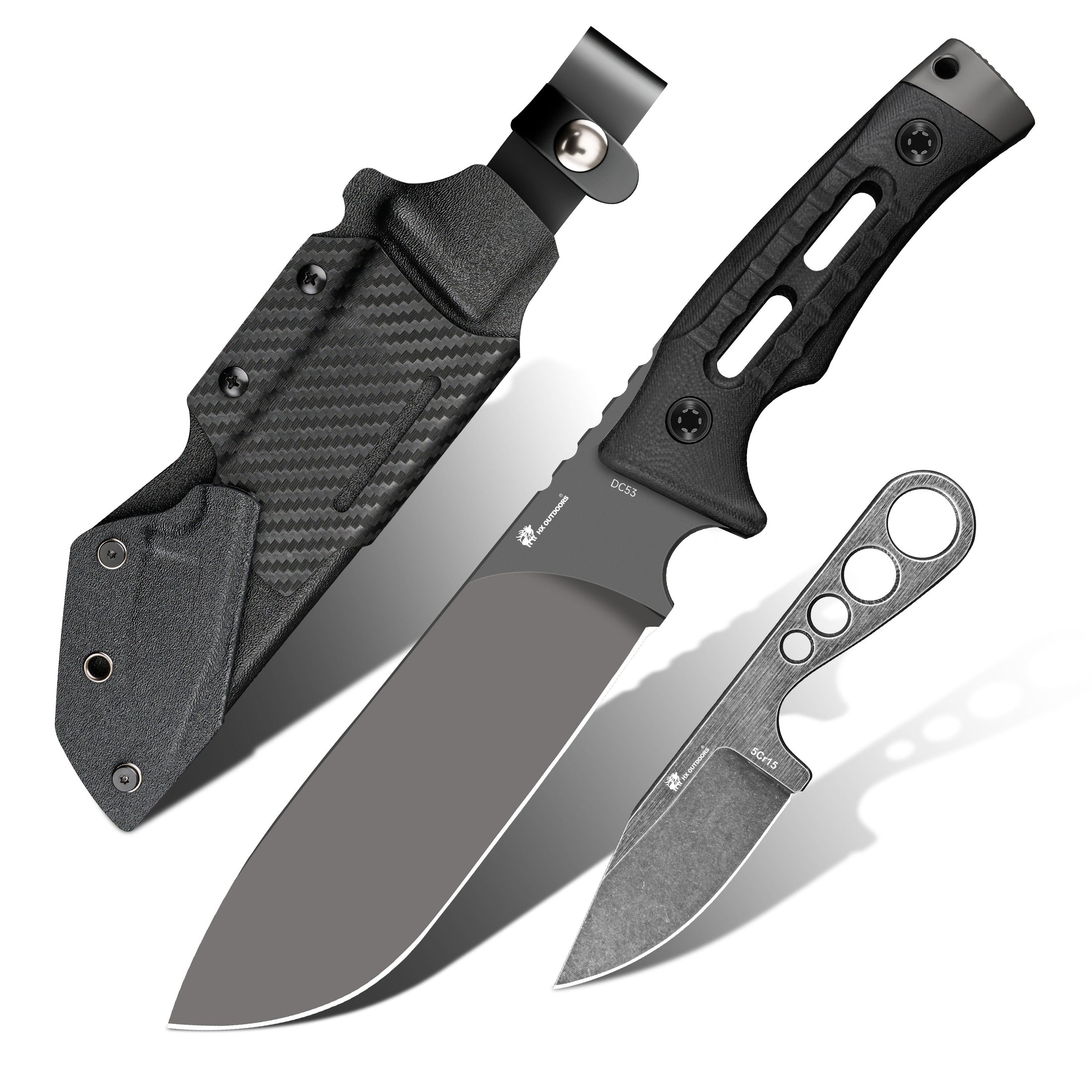 ROCK APEX PRO DC53 Fixed Blade | Black G10 EDC Camping Knife